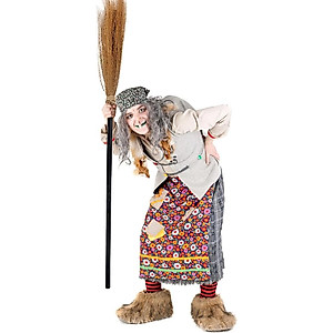 Halloween Witches Broom Gothic Broomstick Adult Use - Flying Witch Halloween Decor, On Broom Cinnamon Broom Haunted Dancing Broom Halloween, Animated Broom Life Size for Costume