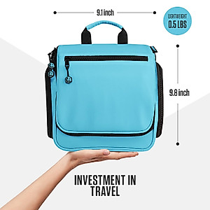 VENTURE 4TH Hanging Travel Toiletry Bag for Women & Men - Travel Organizer with Expandable Compartments & Removable Clear Pouch for Toiletries (Light Blue)