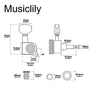 Musiclily Ultra 3x3 19:1 Ratio Guitar Locking Tuners Tuning Pegs Keys Machines Heads Set Compatible with Les Paul Style Electric or Acoustic Guitar, Black