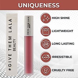 GIVE THEM LALA Lip Gloss - High Shine Tinted Lip Gloss - Full Coverage, Pigmented Hydrogloss Lip Makeup for Women - Lightweight, Long Lasting Lip Color - Cruelty-Free, Non-Sticky Lip Glosses (JAMES)