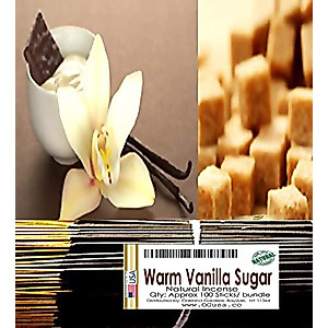 (W) Warm Vanilla Sugar, Oakland Gardens Premium Hand Dipped Incense Sticks, You Choose The Quantity (100)