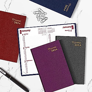 Brownline 2024 Traditional Weekly Pocket Planner, Appointment Book, 12 Months, January to December, Perfect Binding, 4.75" x 3", Assorted Colors (CB303.ASX-24)