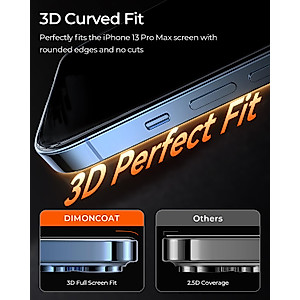 DIMONCOAT 4-PACK for iPhone 13 Pro Max/14 Plus Screen Protector [Auto Alignment Kit] Tempered Glass [10X Military Protection] Compatible 13Promax/14Plus 6.7" HD Diamonds Hard Film, Case Friendly
