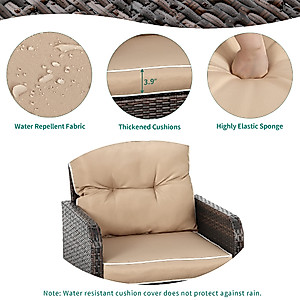 YITAHOME 5 Piece Wicker Patio Furniture Set, Patio Set Porch Furniture Outdoor Lounge Chair with Ottoman and Side Table, Brown