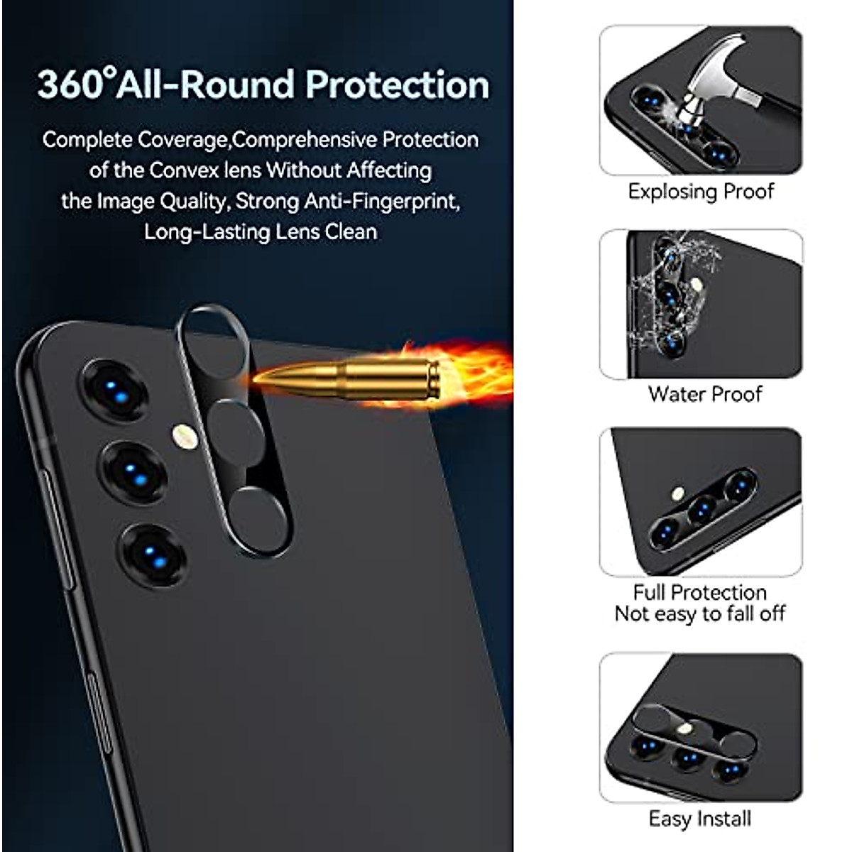 ivoler [3+3 Pack] Tempered Glass for Samsung Galaxy A14 4G / 5G Screen Protector 6.6'' [3 Pack] with [3 Pack] Camera Lens Protector with [Alignment Frame], Anti-Scratch Case Friendly HD Clear Film