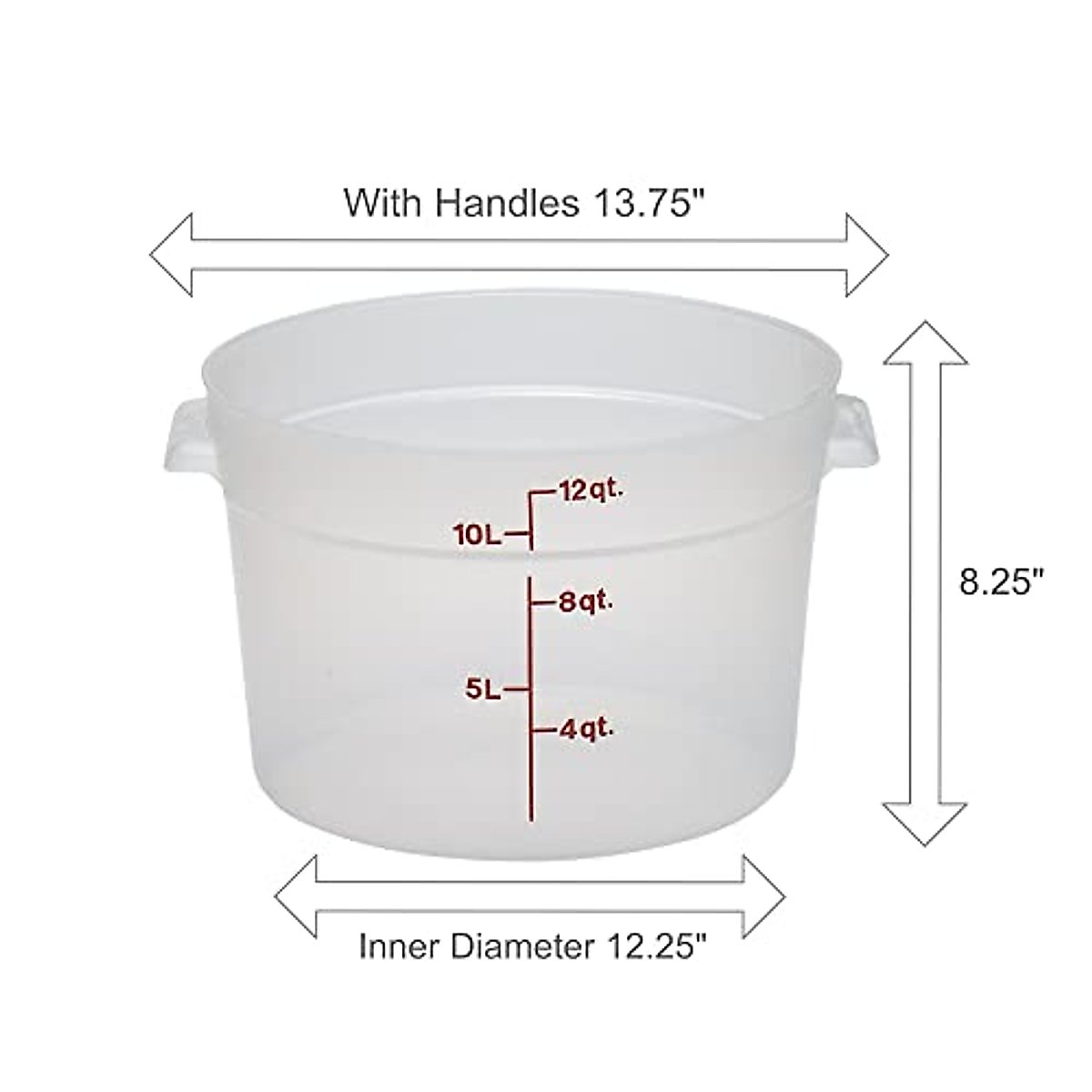 Lumintrail Cambro 12 Quart Round Food Storage Container Translucent with Lid Bundle Includes a Measuring Spoon Set
