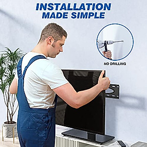 Rfiver Universal Swivel TV Stand Table Top TV Stand for 37-65,70,75 Inch LCD LED TV up to 110 lbs -Height Adjustable Center Pedestal Stand Replacement with Heavy Duty Tempered Glass Base