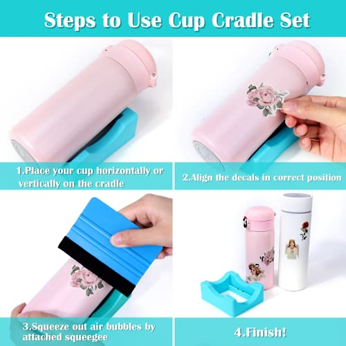 Mity rain Cup Cradle for Tumblers, Sturdy Tumbler Cradle with Felt Squeegee Use to Apply Vinly Decal - Keep Tumblers/Coffee Cups/Glass Cans in Place, Silicone Anti-Slip Tumbler Holder for Crafting