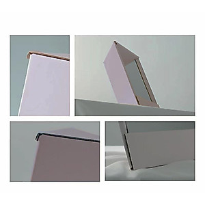 ZHU YU CHUN 1 PCS Non-Reversing Cosmetic Stand Mirror,Left and Right are Not Revers No Mirror Mirror for True Image, Triangular Fixed, Vanity Stand Mirror Non-Magnifying Desk Mirror（Pink）