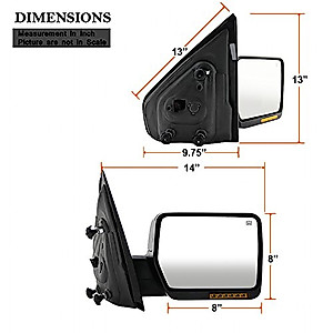 AKKON - For 2004 2005 2006 Ford F150 Pickup Extending Tow Power Heated w/Amber LED Signal Mirrors Pair Left + Right Replacement