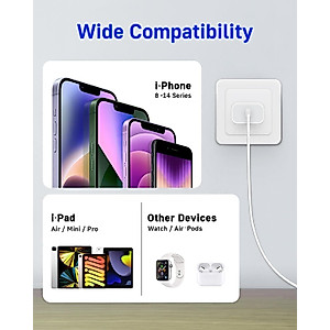 esbeecables for i.Phone Charger Fast Charging, 3Pack 20W Type C Fast Charger Block with 6FT USB C Charger Cable Compatible for i.Phone 14/13/12/11 Pro Max/11/Xs Max/XR/X,i.Pad,AirPods Pro