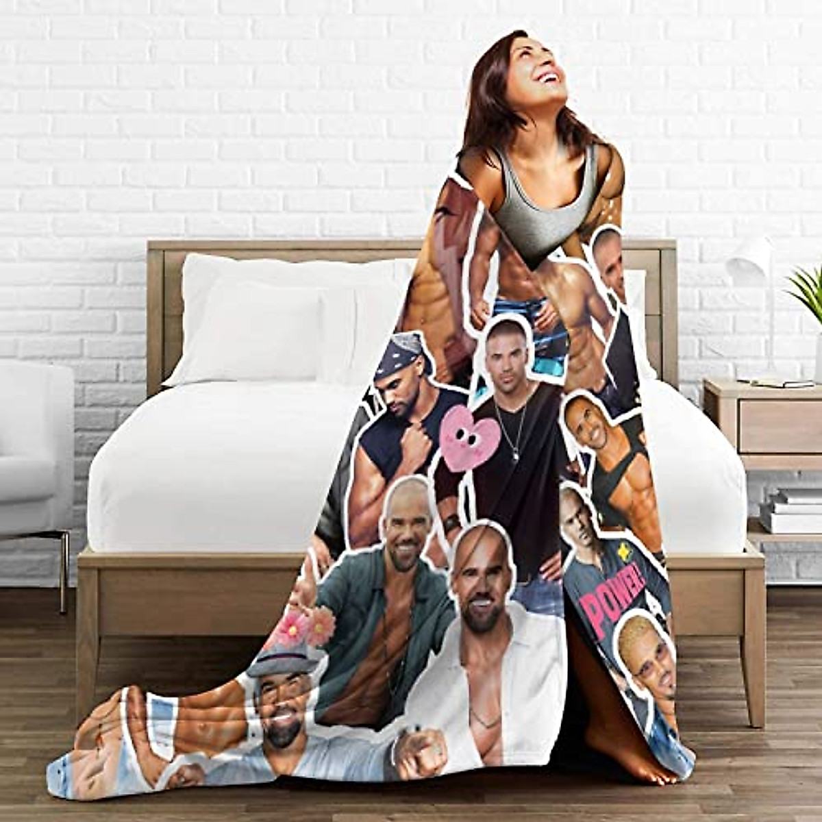 Blanket Shemar Moore Derek Morgan Soft and Comfortable Warm Fleece Blanket for Sofa,Office Bed car Camp Couch Cozy Plush Throw Blankets Beach Blankets