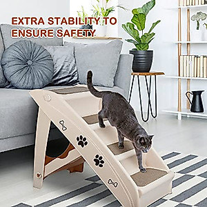 Dog Stairs to Bed Pet Stairs Dog Steps for Small Dogs Washable Carpet Pet Stairs for High Bed Foldable Plastic Pet Steps