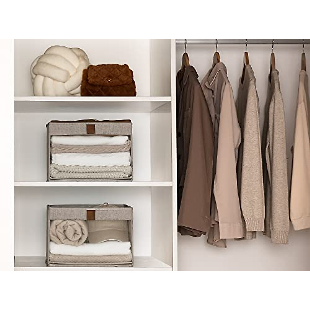 StorageWorks 3-Pack Closet Storage Bins with 2-Pack Rectangle Closet Baskets