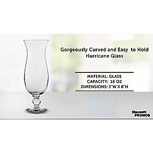 Libbey Hurricane Glasses 16 oz. Set of 12 Bulk Pack - Perfect Cocktail Glasses used as Pina Colada Glasses or Mudslide Glasses - Clear