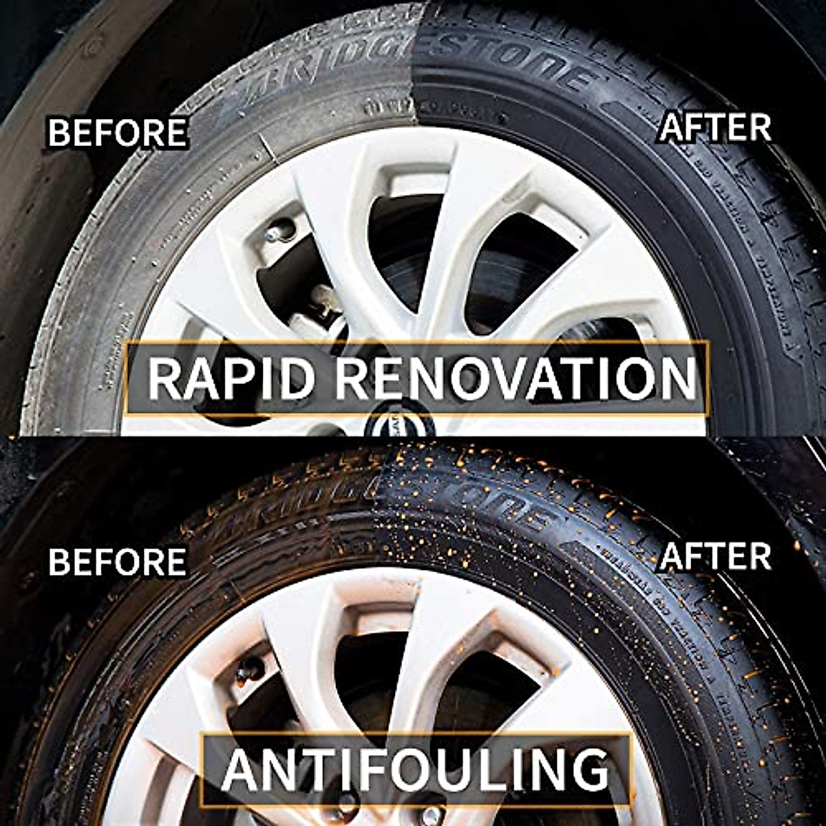 WEICA Tire Shine Spray Kit - Car Tire Coating Wax Protectant Prevent Fading - Restore & Renew Faded Tires - Non Greasy Finish No Sling Easy to Use - Return Black Tire 10 Oz Kit with Applicator Brush