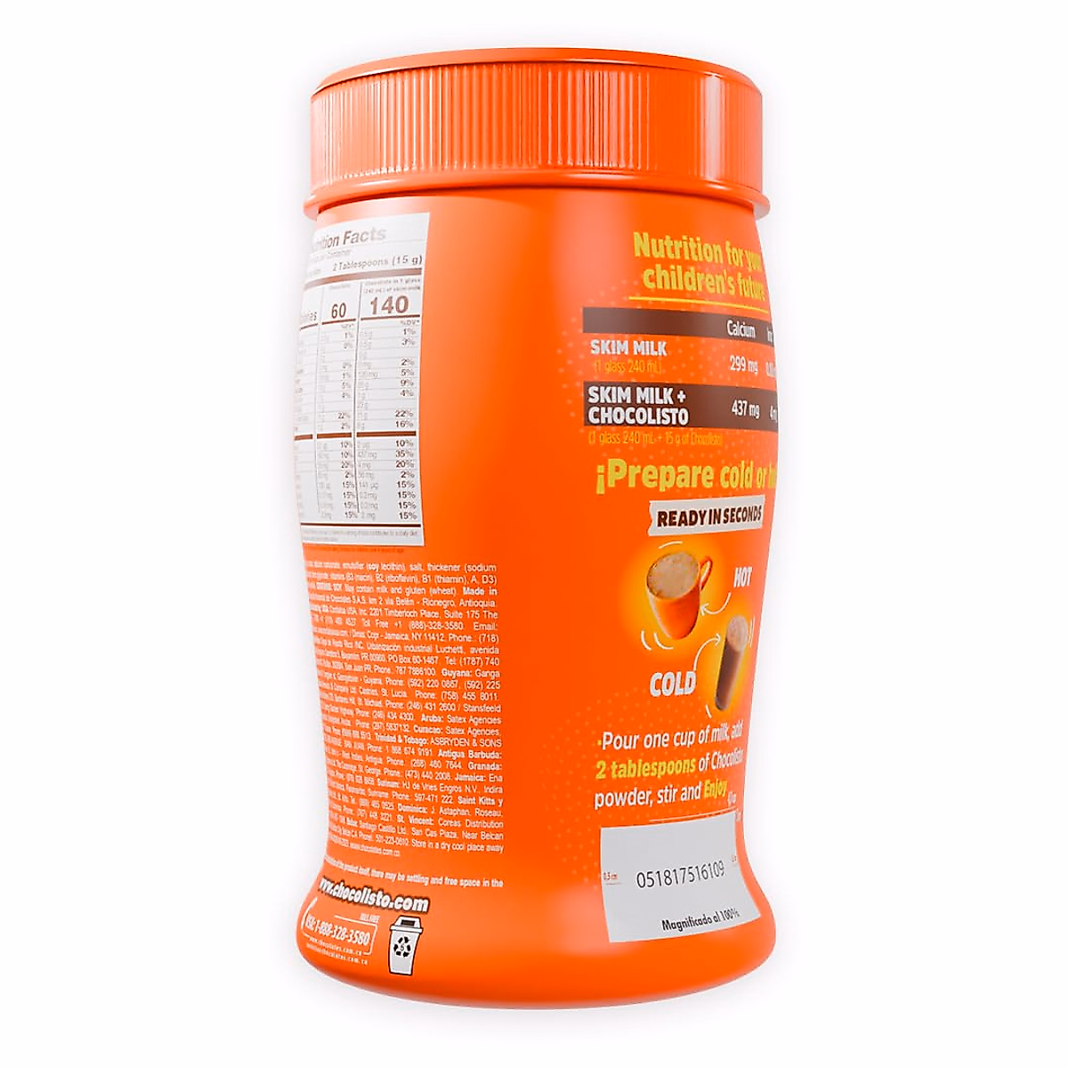 Chocolisto Instant Chocolate Drink, Nutritious Beverage with Vitamins and Minerals, 10.5 oz, Pack of 1.