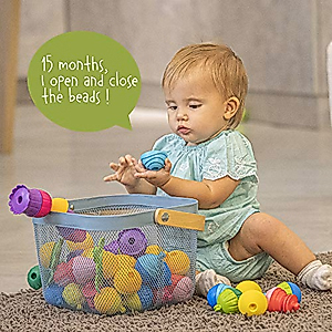 Lalaboom 24 Piece Baby Toddler Beads – Montessori Educational Shape and Color STEM Construction Toy 10 Months to 3 Years - BL200