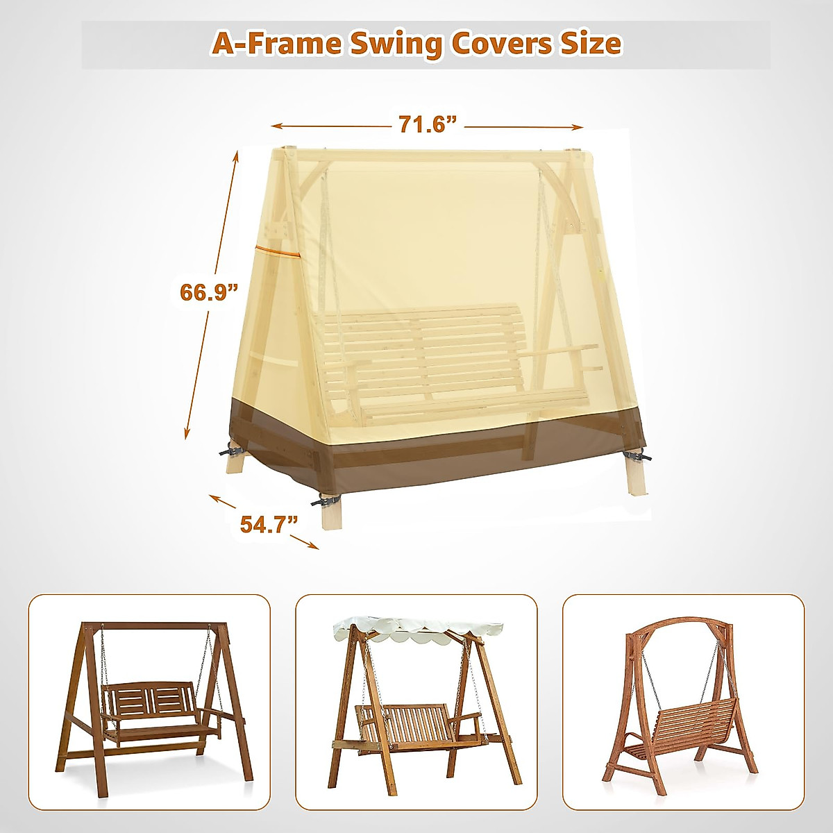 Patio Swing Cover,A-Frame Outdoor Swing Cover,Patio Swing Covers Waterproof for Outdoor Porch Swings,72x67x55 Inches Swing Cover for Outdoor Furniture