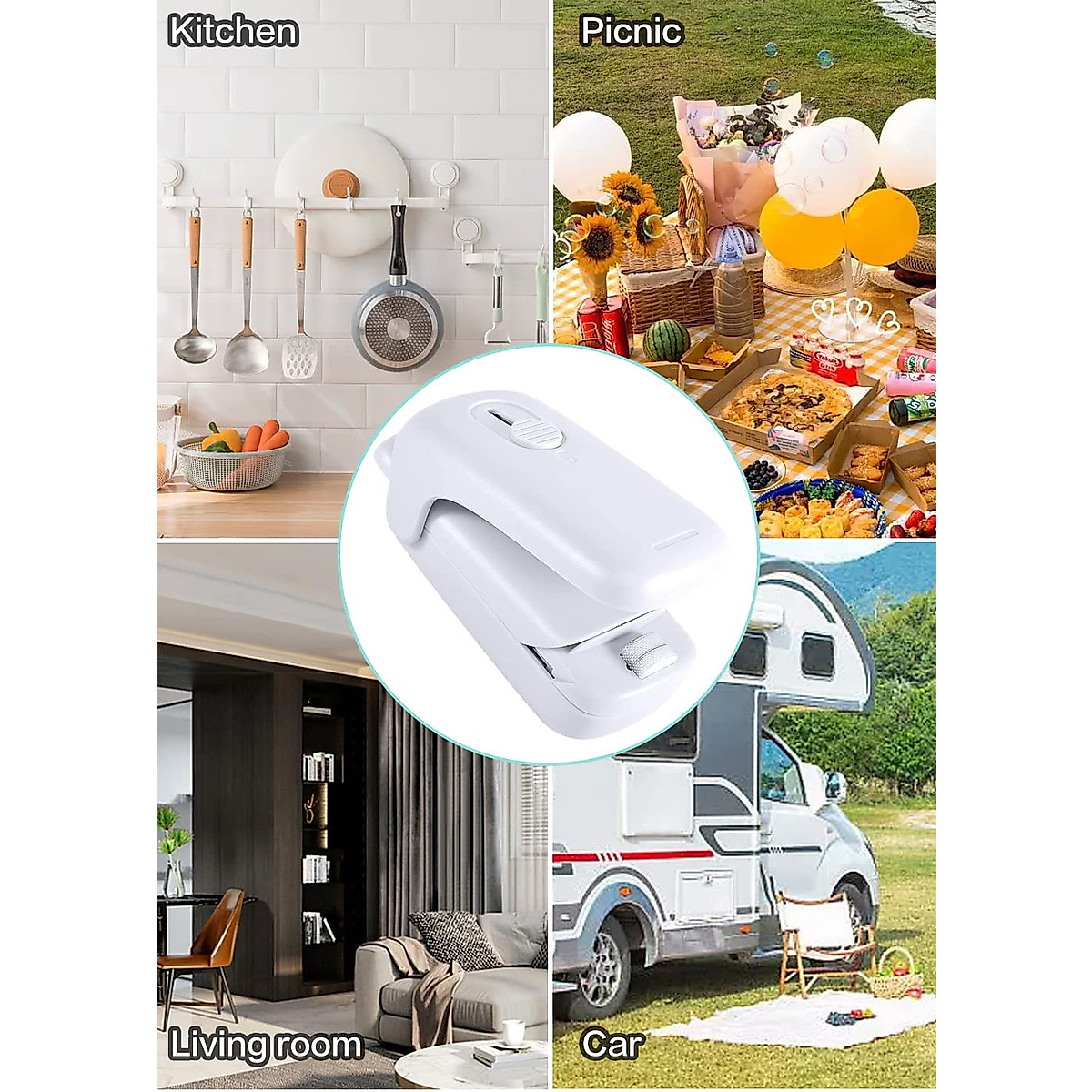 NOBVEQ Mini Bag Sealer, Handheld Heat Vacuum Sealer, Cutter with Lanyard and 2 in 1 Heat Sealer , Portable Bag Resealer Machine for Plastic Bags Food Storage Snacks Freshness