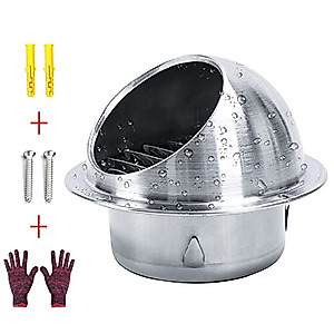 MBROS Wall Vent Outlet, Roof Ventilator, Louvered Vent Hood, 70mm, 80mm, Fine Workmanship, Simple Style, The Top is Hemispherical, Ideal for Bathroom Exhaust Fans, Kitchen Hoods, Garages, Sheds