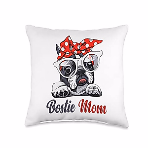 Bostie Mom Gift Bostie Mom for Boston Terrier Dogs Lovers Throw Pillow, 16x16, Multicolor