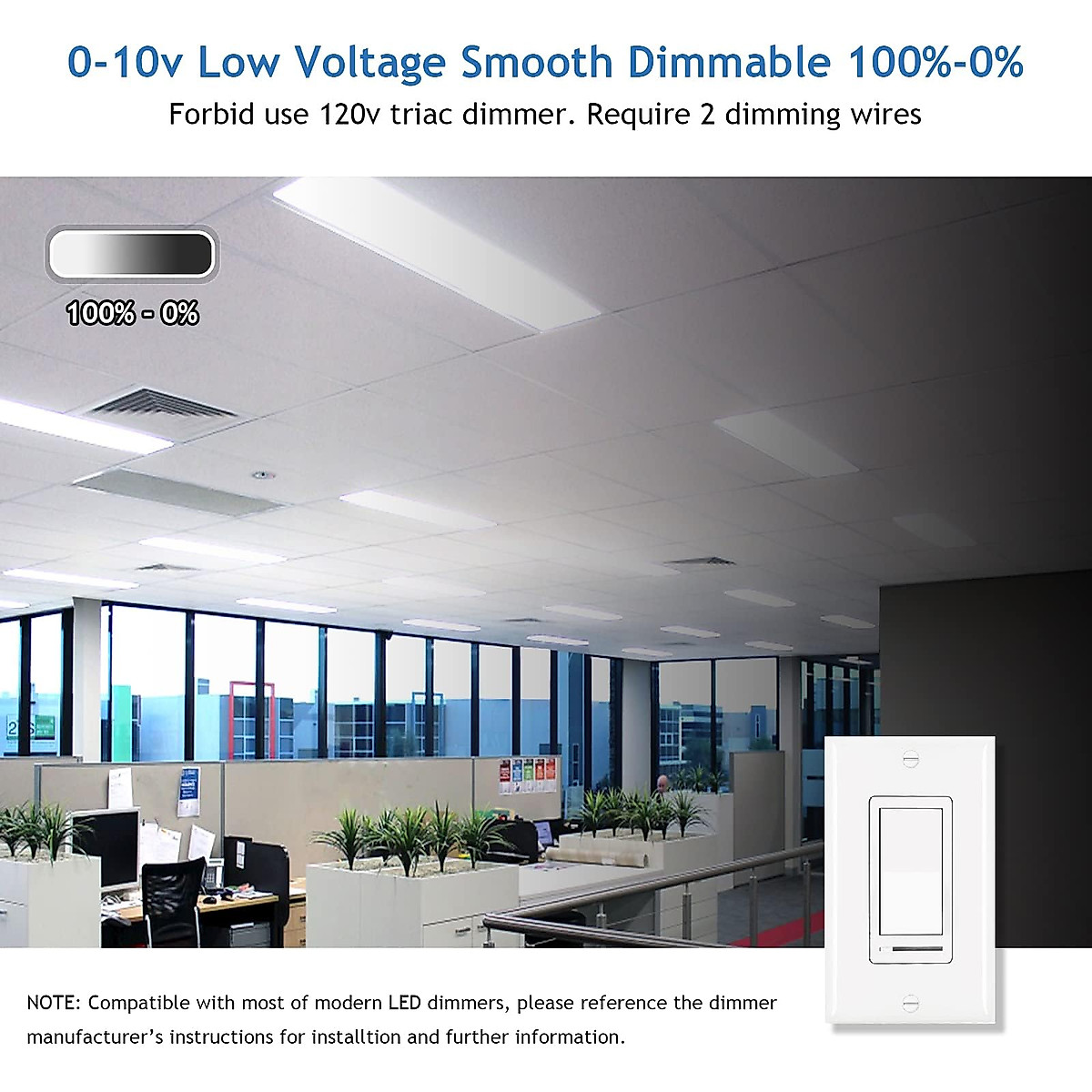 CycevSun 2x2 LED Flat Panel Light, Drop Ceiling Light 3 Color Temp Selectable & 0-10V Dimmable, 20W/30W/40W Selectable, 100-277Vac, ETL, 4 Pack