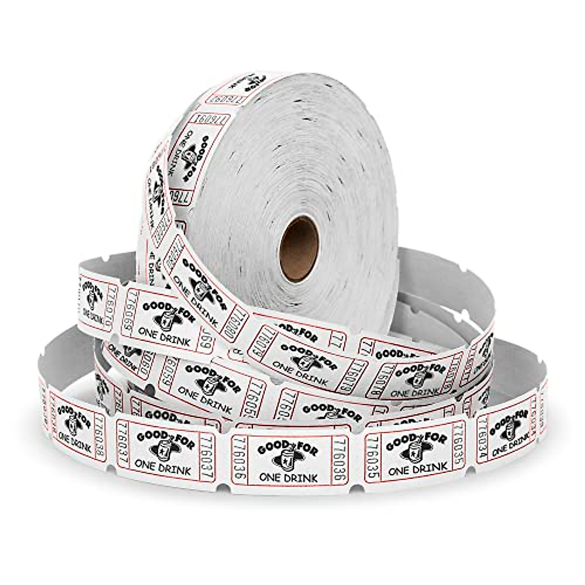 Raffle Tickets - Good for One Drink Single Roll - Roll of 2000 Drink Raffle Tickets (White)