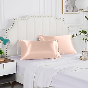 2 Packs Silk Pillow Cases, Satin Pillowcase for Hair and Skin, Pillowcases Standard Size Set of 2, Luxury Soft Satin Pillowcovers 20x30 Inches, for Women Men