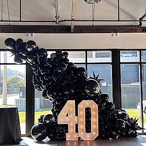 HUICYHFR Black Latex Balloon Arch Kit, 102PCS 18In 12In 10In 5In Arch Garland for Engagement, Wedding, Birthday Party, Anniversary Celebration Decoration With 33FT Ribbon