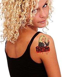 FashionTats Bride of Chucky Heart (3-pack) Plus Tiffany Heart - PLUS BONUS MOVIE LINE TATTOO | Cosplay Halloween Costume Tattoo Kit | Skin Safe | MADE IN THE USA | Removable