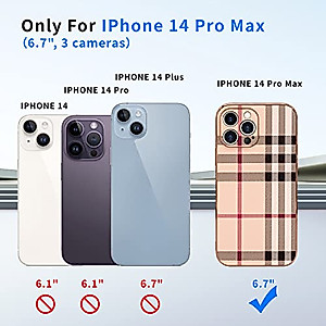 LINXUXIE Phone Case for Apple iPhone 14 Pro Max, Fashion Leather Phone Case, Soft TPU Drop Protection Shockproof Protective Phone Holder Women