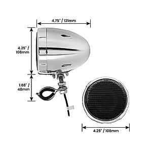 BOSS Audio Systems MC475BA 3 Inch Motorcycle Speakers - Bluetooth, Built-in Amplifier, Weatherproof, Volume Control, ATV UTV Compatible