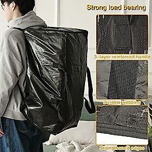 Fixwal Large Moving Storage Bags with Backpack Straps Strong Handles & Zippers, Black Foldable Heavy-Duty Tote for Space Saving, Alternative to Moving Boxes, Plastic Storage Bins (Set of 5)