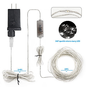 2 Pack Fairy String Lights Plug in, 33Ft 100 Micro Starry LED Outdoor String Lights with 8 Modes Timer Dimmable IP68 Full Waterproof Twinkle Lights for Bedroom Garden Christmas Home Decor (Cool White)