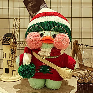 Big Duck Stuffed Animal Clothes Accessories 12 in Duck Plush Kawaii Stuffed Animal Toy with Glasses, Large Cute Plushies Super Soft Plush for Girls Boys, Softest Birthday Valentine Gift (Green)