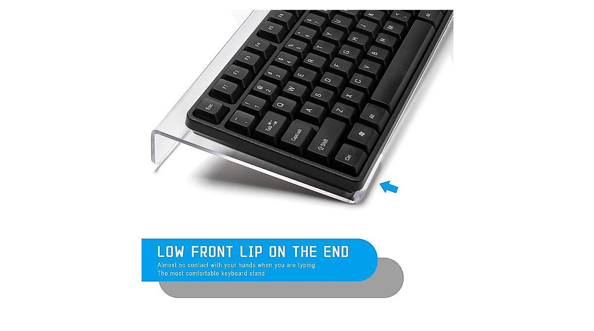 Ergonomic Clear Acrylic Keyboard Stand for Office & Gaming