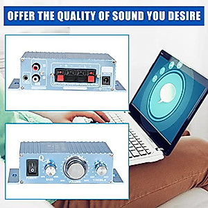 AICARS Mini Audio Amplifier Car Audio 2 Channel Amplifier Hi-Fi Mini Stereo Receiver Amp with DC 12V-15V 40W for Cars Motorcycles Computer Speakers