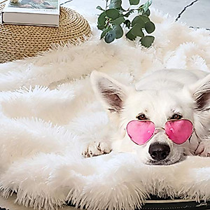 Decorative Extra Soft Faux Fur Throw Blanket 50" x 60",Solid Reversible Fuzzy Lightweight Long Hair Shaggy Blanket,Fluffy Cozy Plush Fleece Comfy Microfiber Fur Blanket for Couch Sofa Bed,Pure White