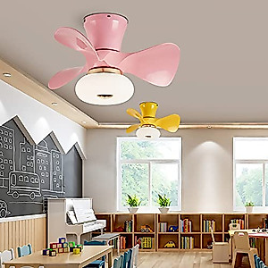 Ceiling Fan with Light and Remote Control,64W Modern LED Ceiling Light for Kids, 6 Speeds, 3 Colors Changing, Dimming Low Profile Fan Chandeliers for Girls Boy Bedroom, Children's Room,55CM,Black