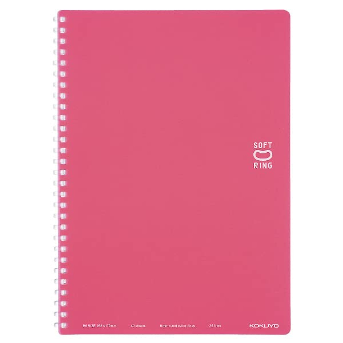 KOKUYO Spiral Lined Notebook, 10'' x 7'' Pastel Journal B5 Soft Ring Notebooks with Dot 6 mm Ruled, 40 Sheets, Light Pink 1 Subject Notebook, Note Taking for School. Japan Import (SU-SV301BT-LP)