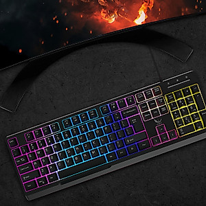 ZADEZ Membrane Gaming Keyboard - G-850K - PC Gaming Keyboard, RGB LED Backlit Keyboard with Multimedia Keys for Windows, Laptop, PC Gamers, Black