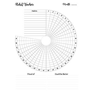 Habit Tracker Inserts for 9-Disc Planners (7 x 9.25 inches), Resolution Tracker, Habit Log, Monthly Habit Planner Refill, 12 Months Supply