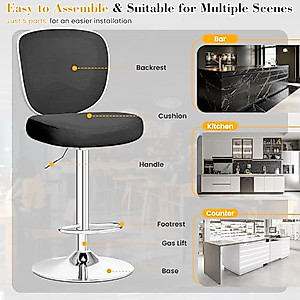 Razzor Bar Stools Adjustable Counter Height Chairs with Back Swivel Modern Kitchen Island Stool Upholstered Armless Tall Mesh Barstool Set of 1 Dining Chair