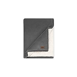 UGG Bliss Sherpa Throw Blanket - Plush Oversized Reversible Accent Blanket - 50” x 70” - Charcoal