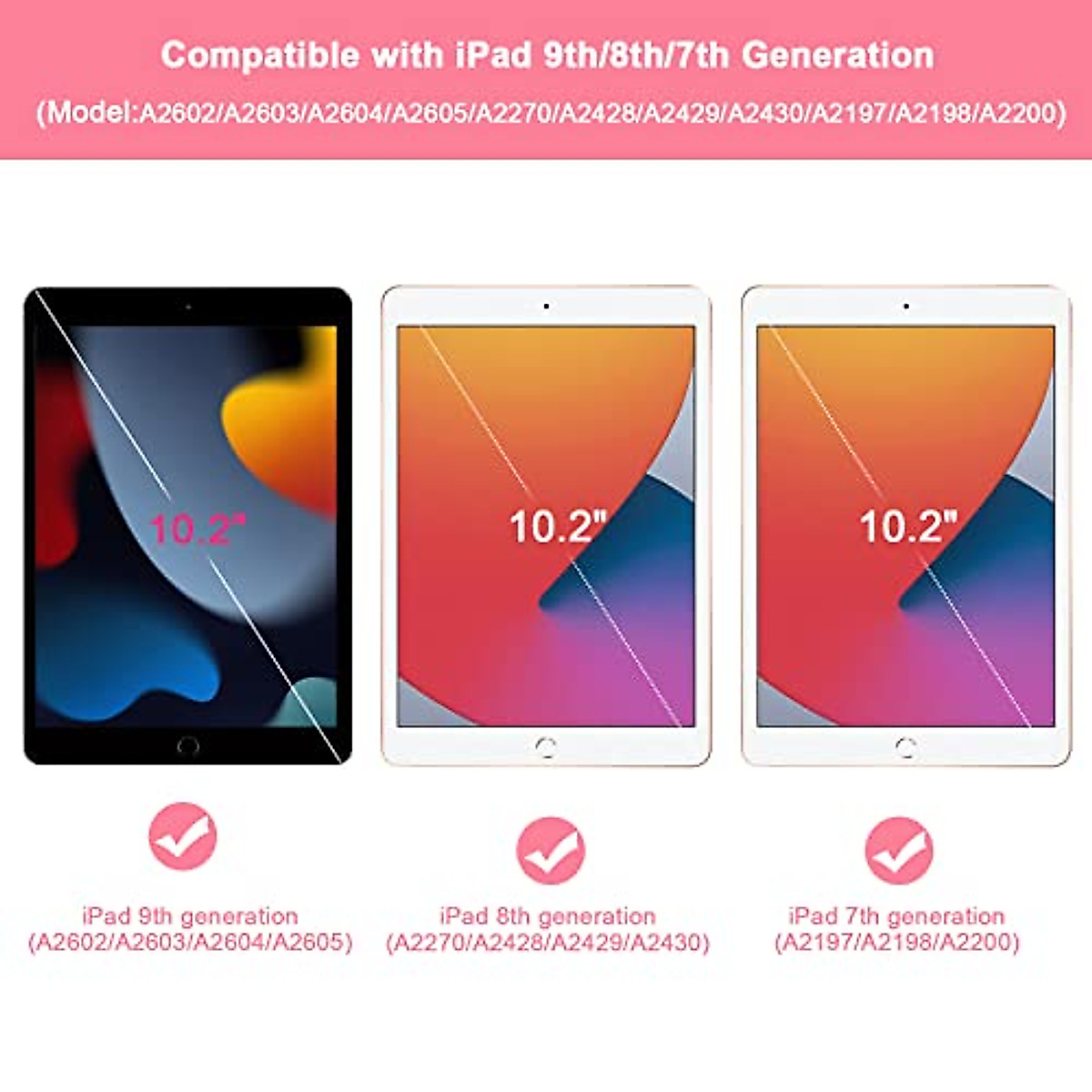 Rantice iPad 9th Generation Case, iPad 8th Generation Case, iPad 7th Generation Case, iPad Case for Women Girl Kids, Slim Shockproof Glitter Flower Clear Transparent iPad 10.2 Case with Kickstand