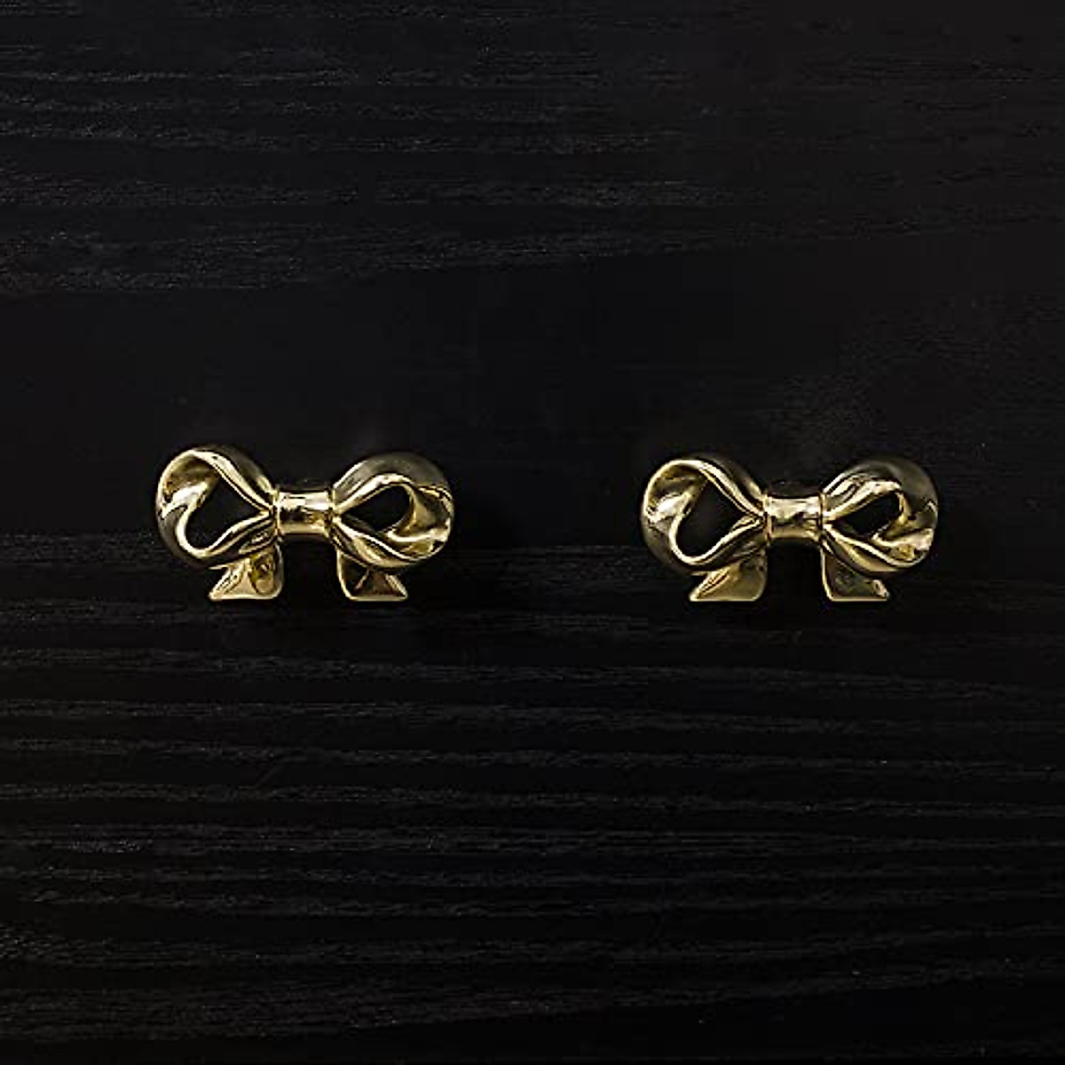 UniDes Pack of 2 Gold Brass Knobs for Dresser,Drawers and Cabinet, Decorative Bow Knobs and Pulls for Kids,Children,Girls Bedroom,2 PC
