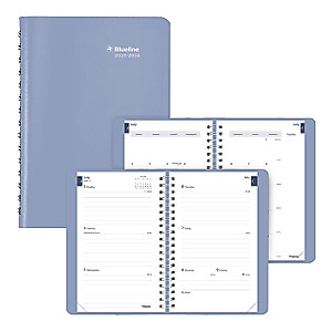 Blueline Essential Academic Weekly/Monthly Planner, 13 Months, July 2023 to July 2024, Twin-Wire Binding, Soft Vicuana Cover, 8" x 5", Cloud Blue (CA101F.02-24)