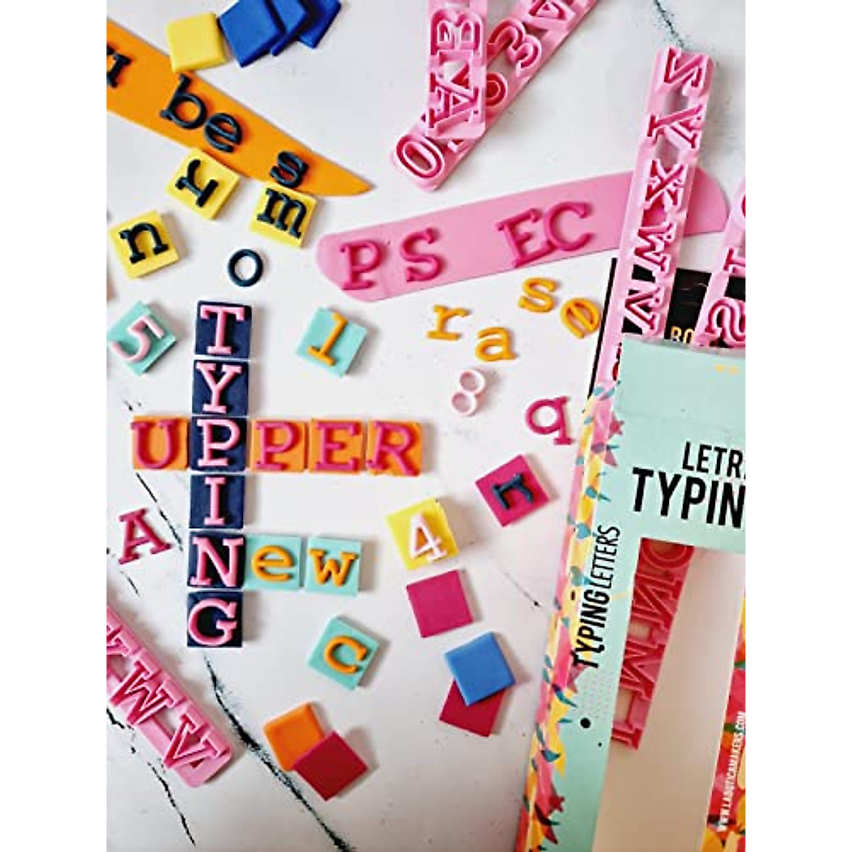 La Botica Makers Typing Alphabet Biscuit Fondant Cake, Cookie Stamp Impress Embosser Cutter Mold - 1.10 Inches Blue, 8-Pack