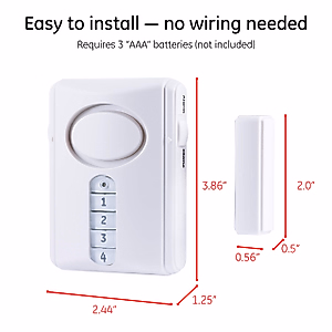 GE home electrical GE Personal Security Window and Door Alarm, Deluxe Alarm, DIY Protection, Burglar Alert, Keypad Activation, Easy Installation, Ideal for Home, Garage and More, 45117